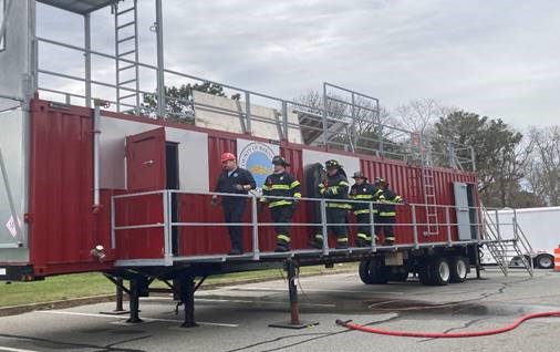 Dennis Firefighters tour new Barnstable County burn trailer