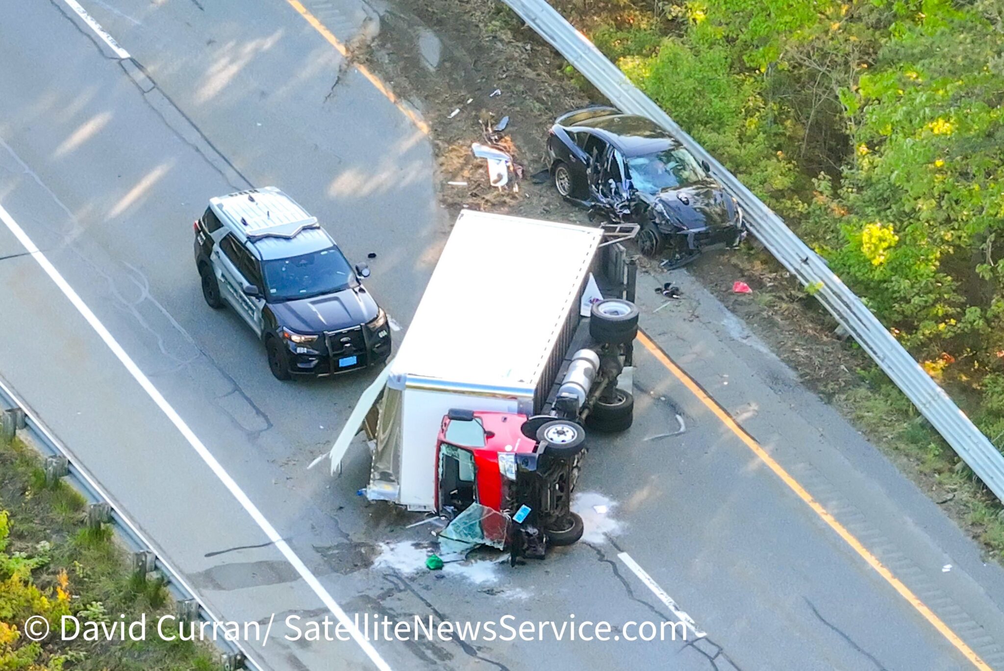 Box truck overturns in Falmouth crash
