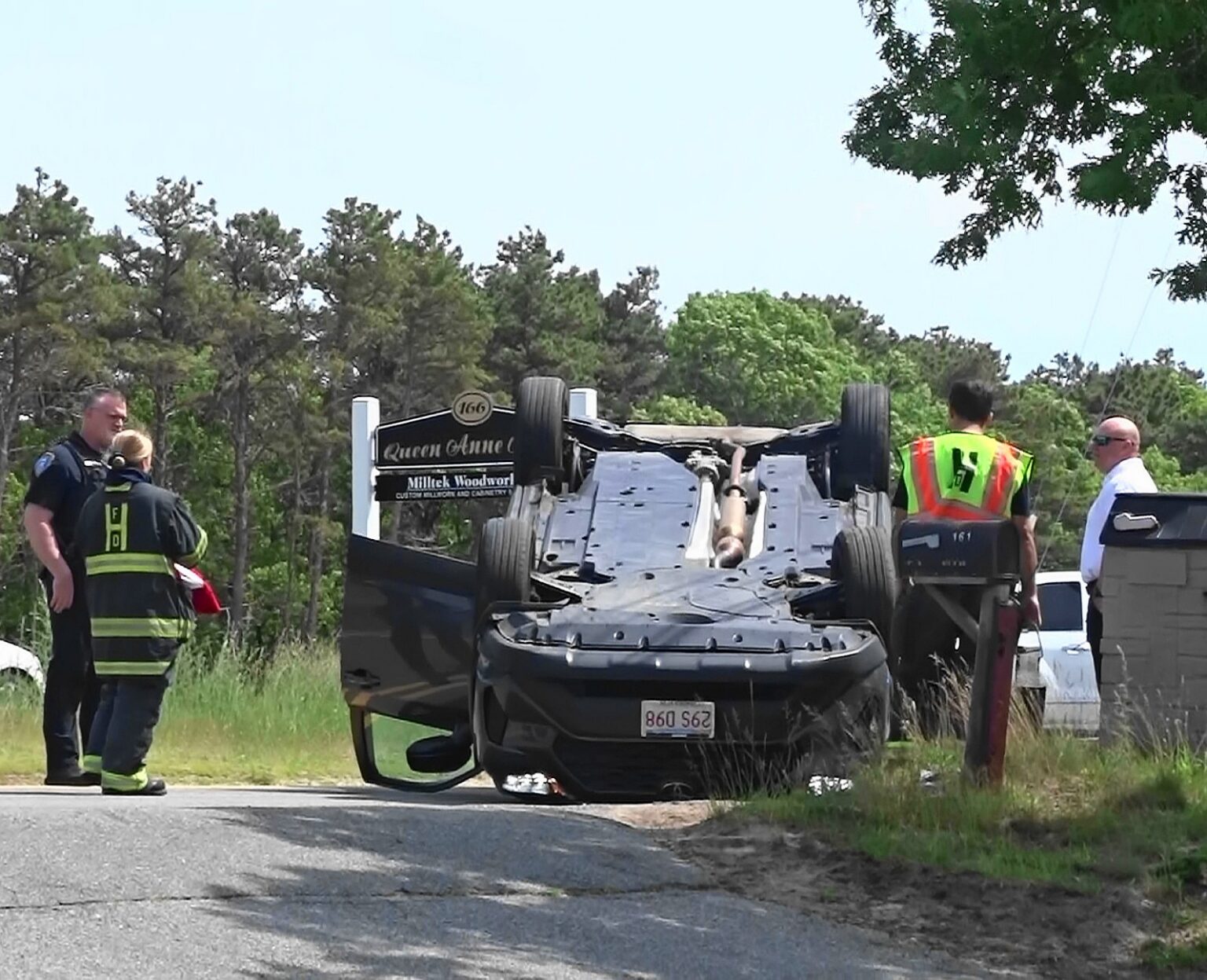Video: Crash leaves vehicle on its roof in Harwich