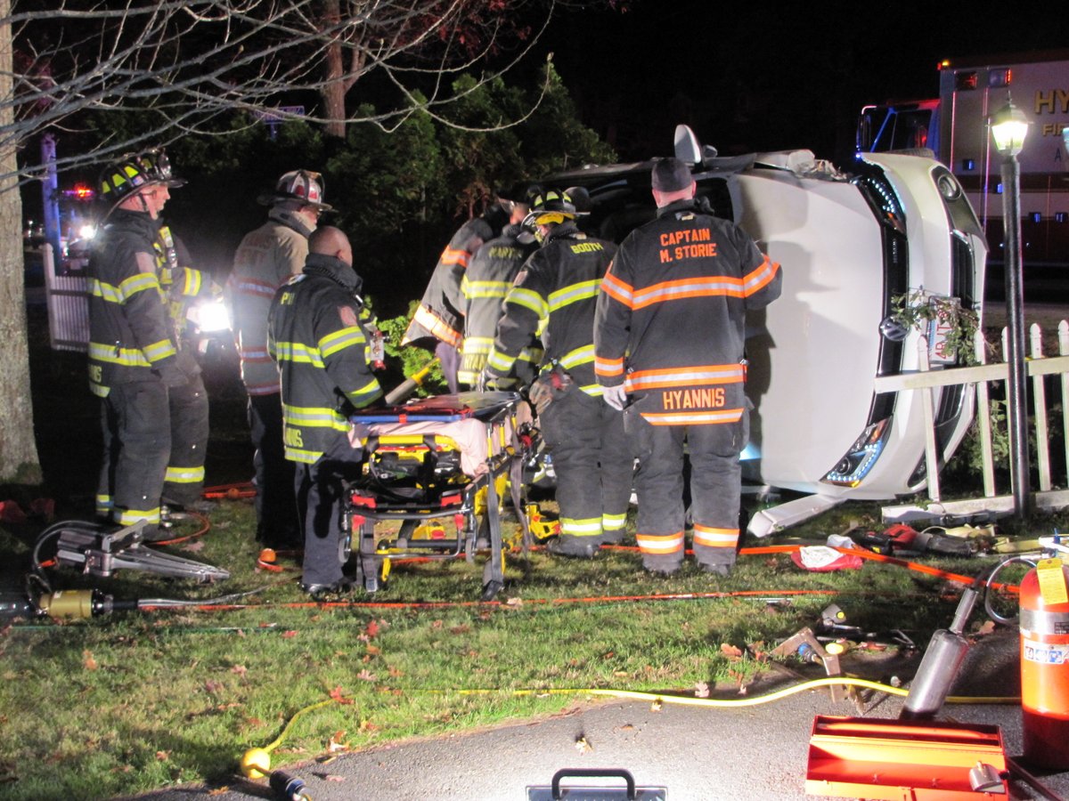 Driver trapped after Hyannis rollover crash